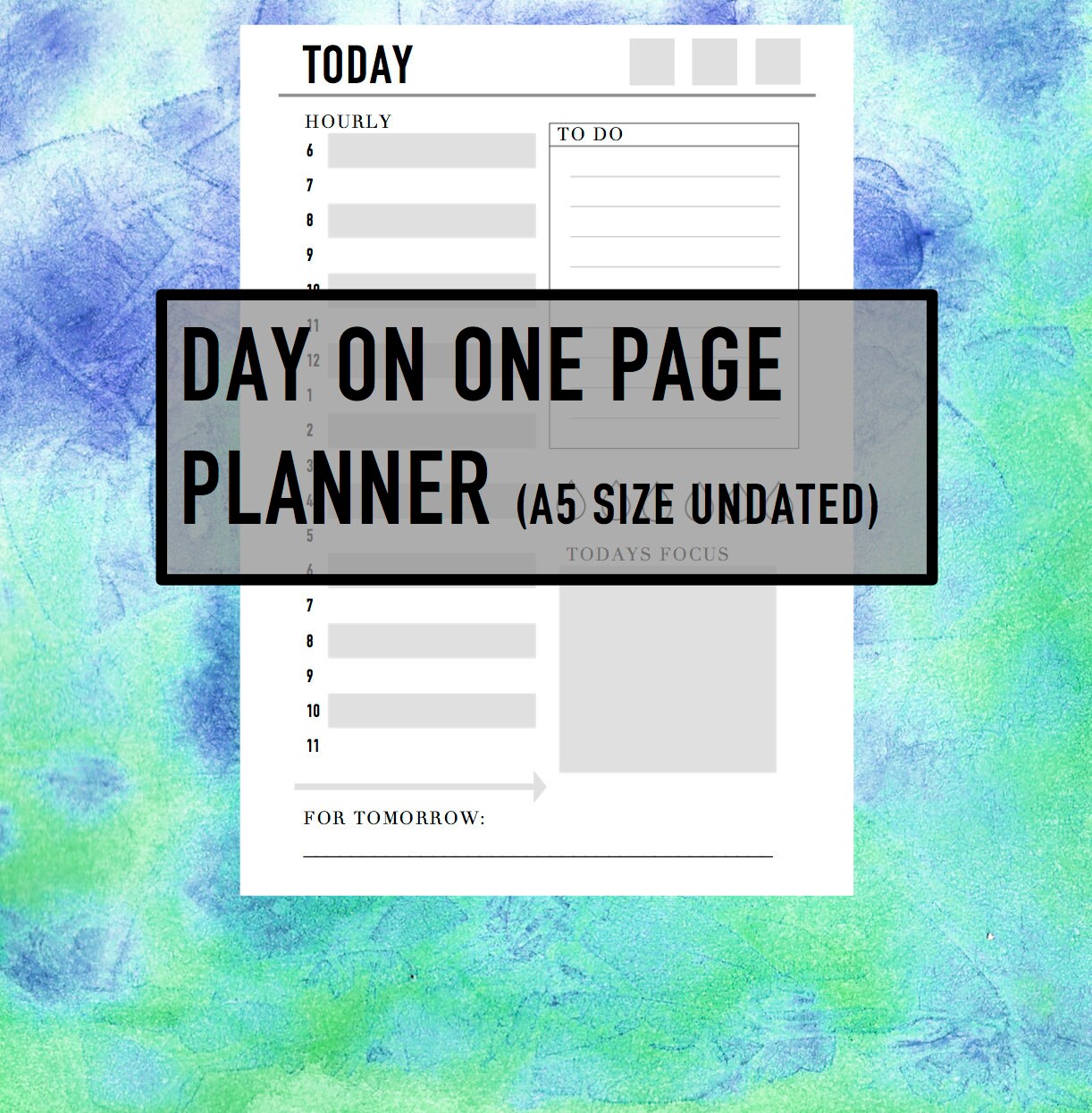 Day on One Page Insert (a5 Size) - Etsy