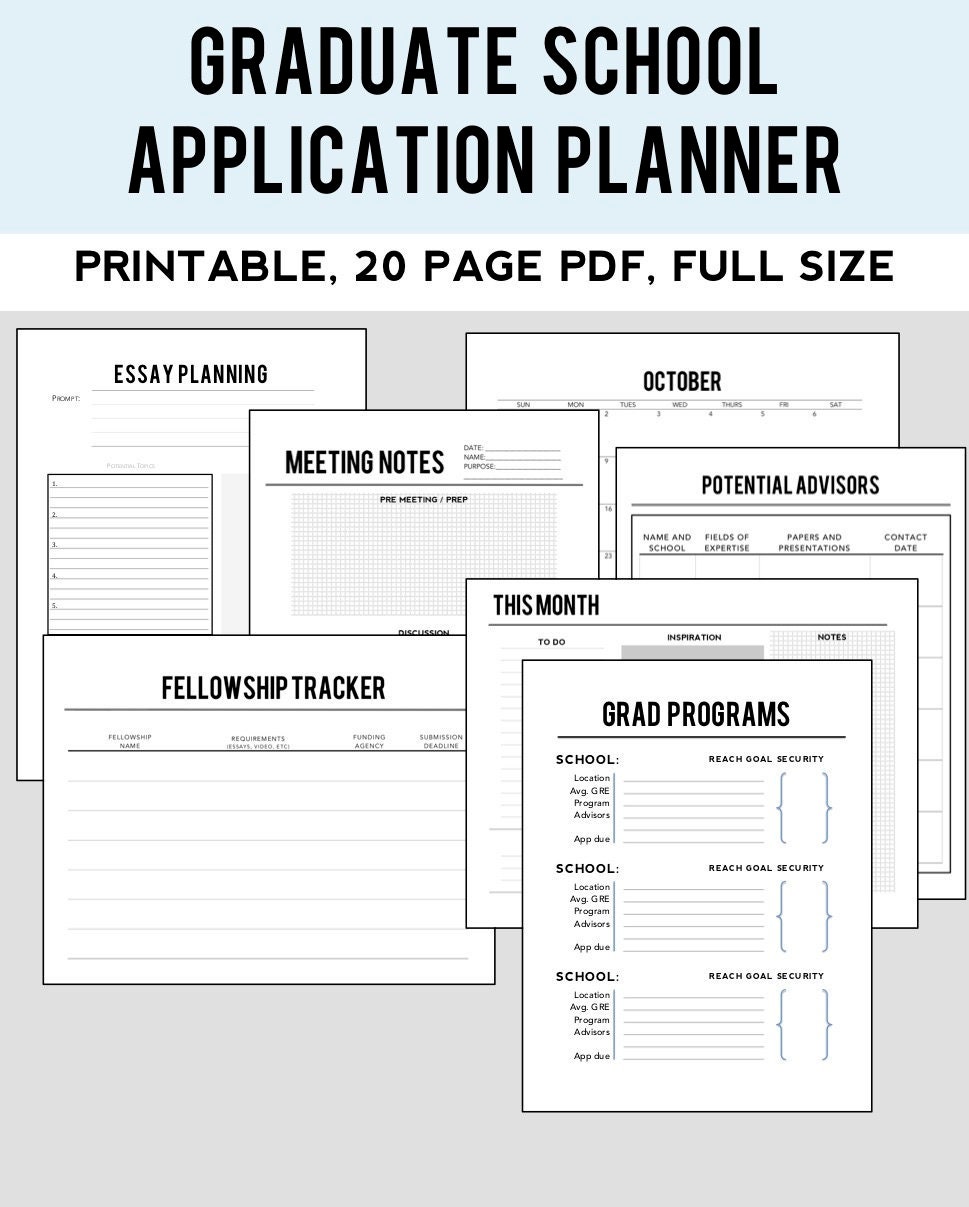 Graduate School Application Planner Kit - Etsy