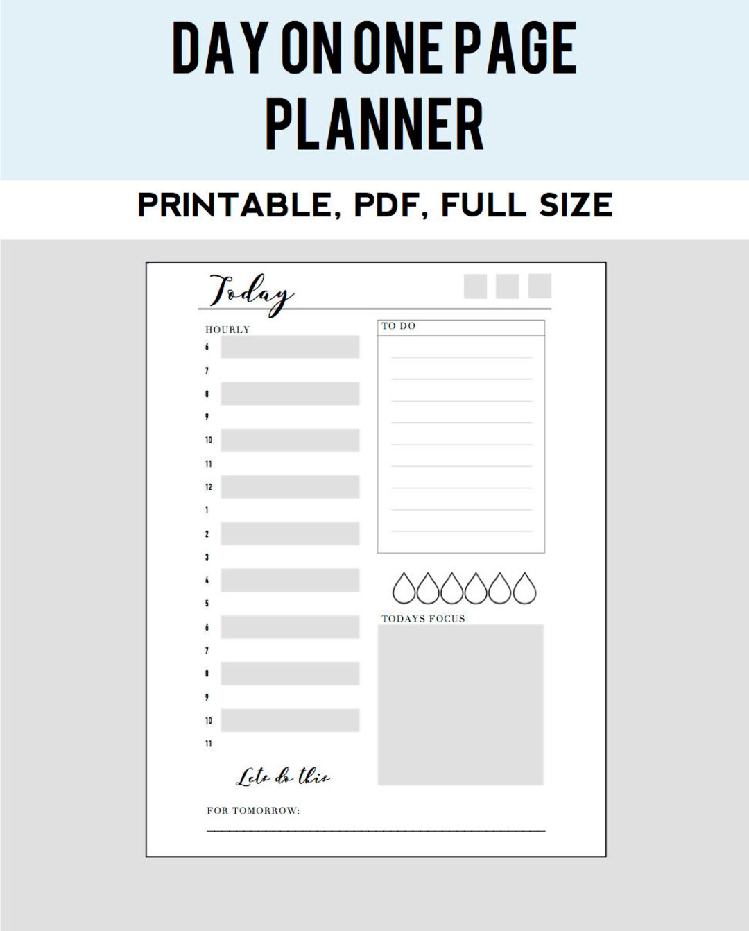 Day on One Page (full Size) - Etsy
