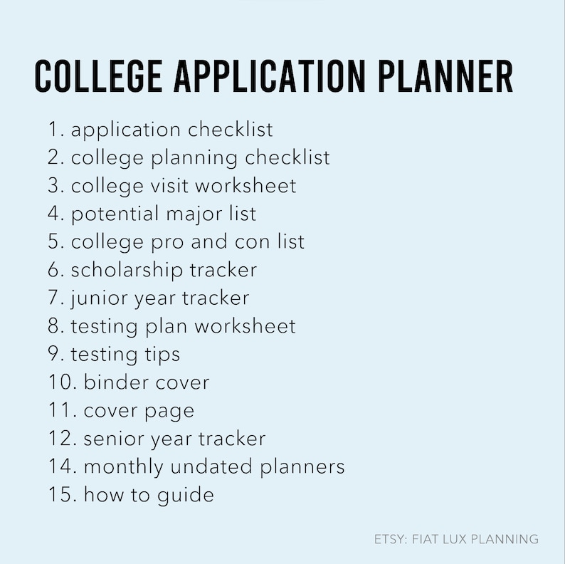 College Application Planner (15+ Page Printable) - Etsy