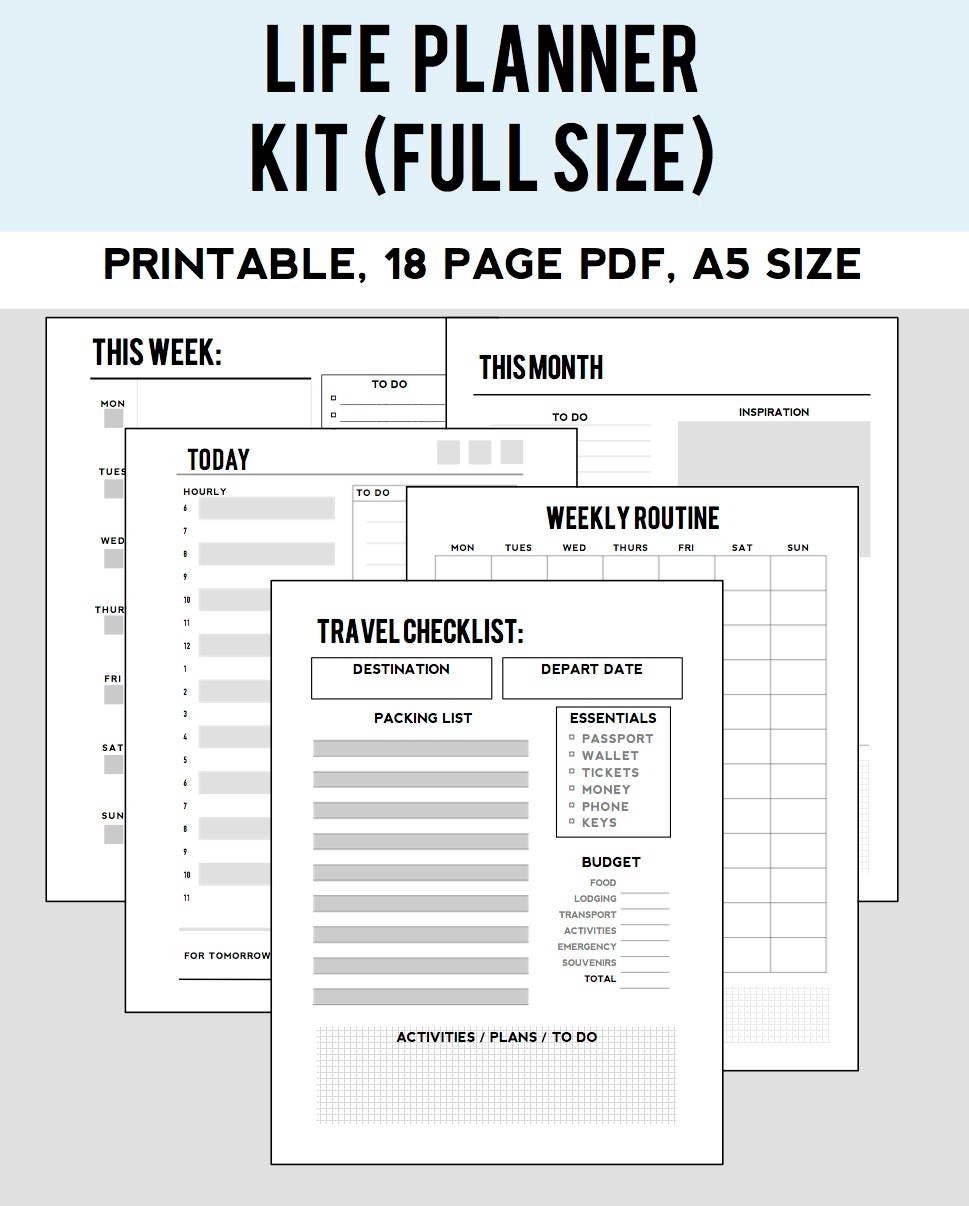 Basic Planner Kit (a5 Size) - Etsy