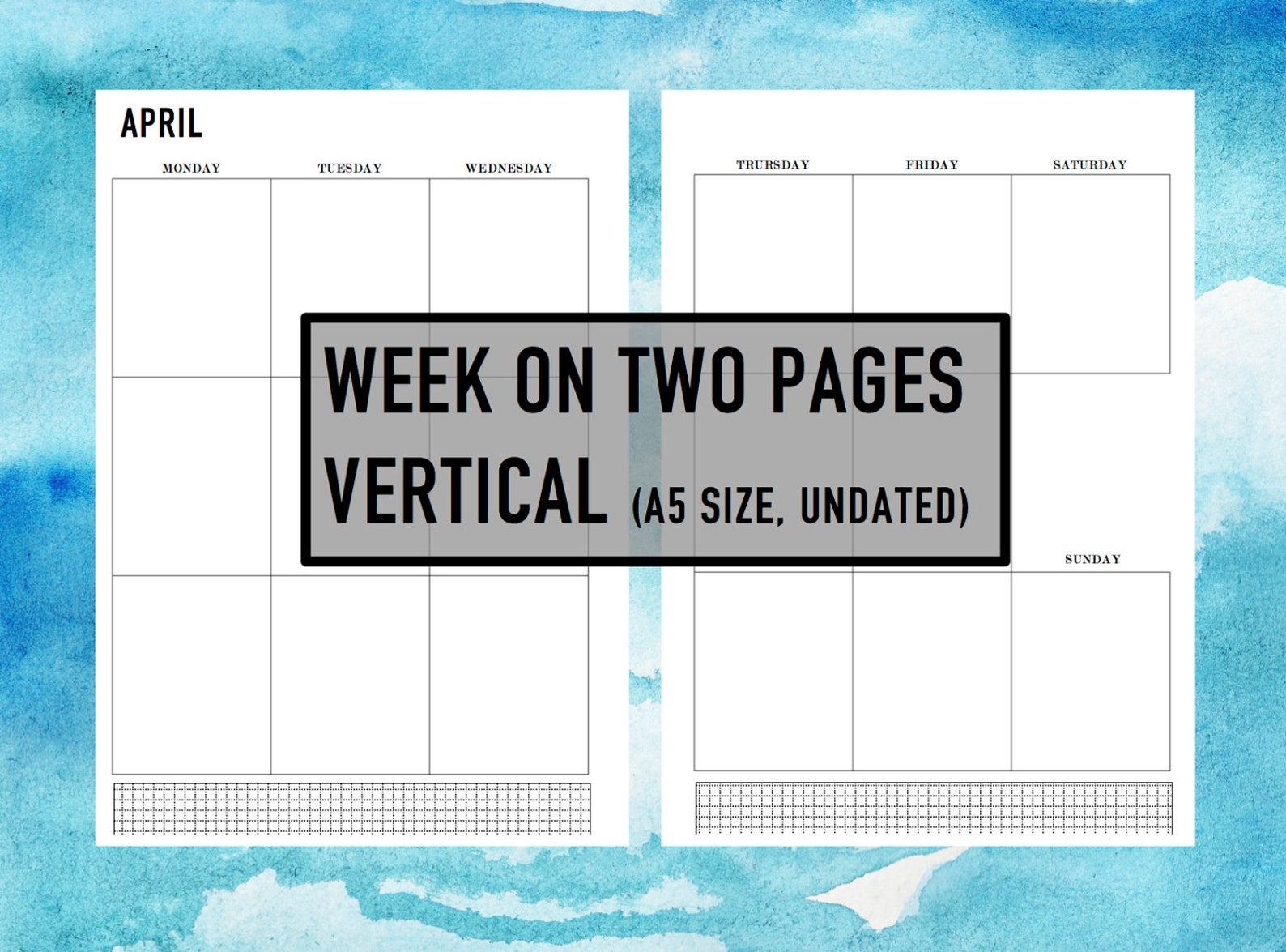 Week on Two Pages Vertical Layout (a5 Size) - Etsy