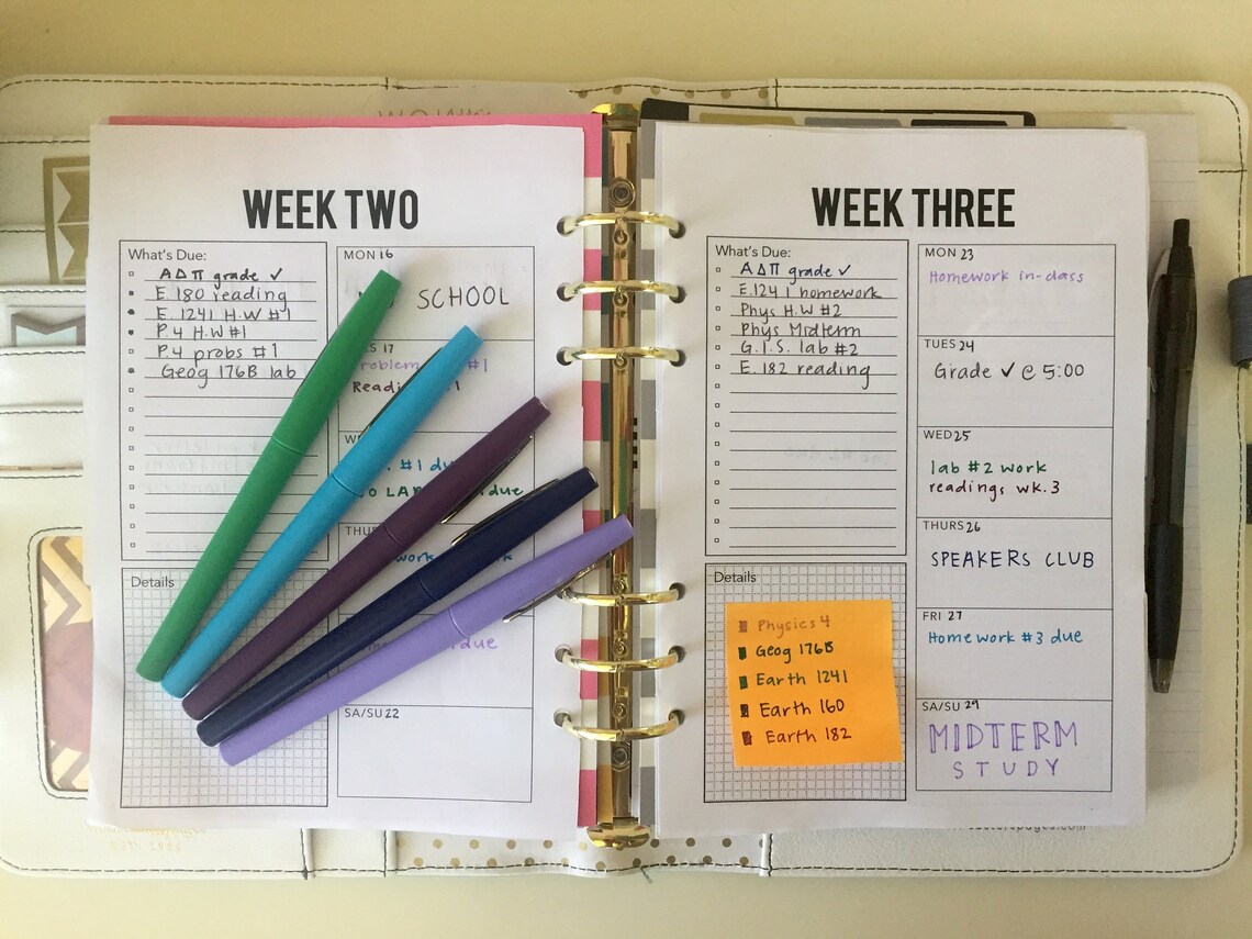 Simple School Planner Kit (a5 Size) - Etsy