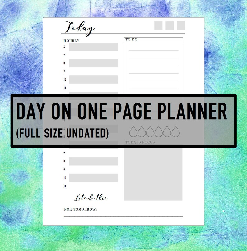 Day on One Page (full Size) - Etsy