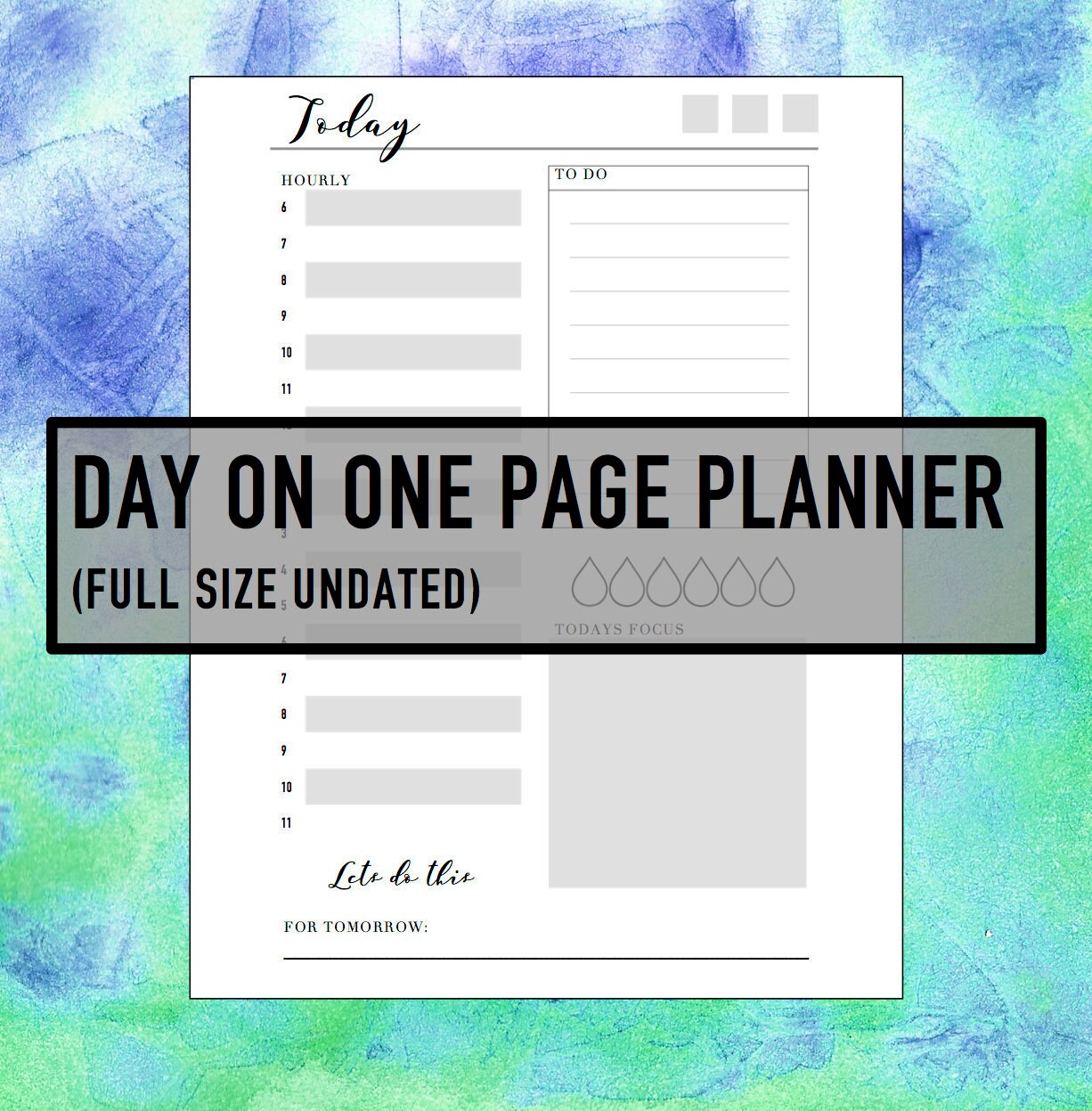 Day on One Page (full Size) - Etsy