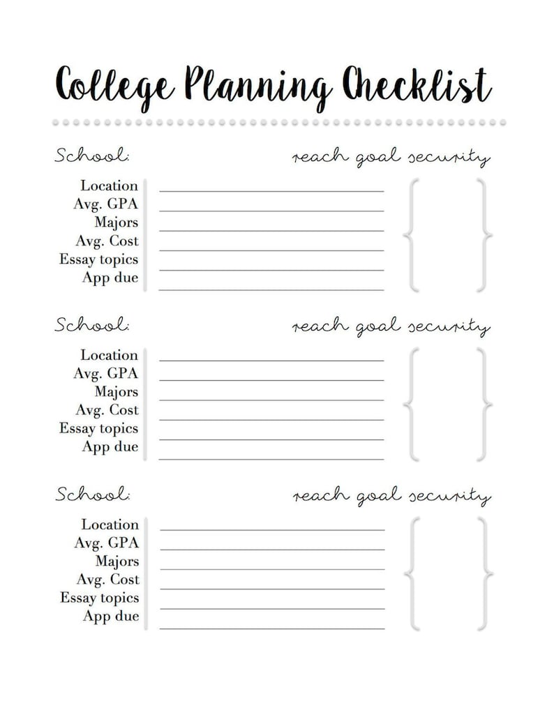 College Application Planner (15+ Page Printable) - Etsy