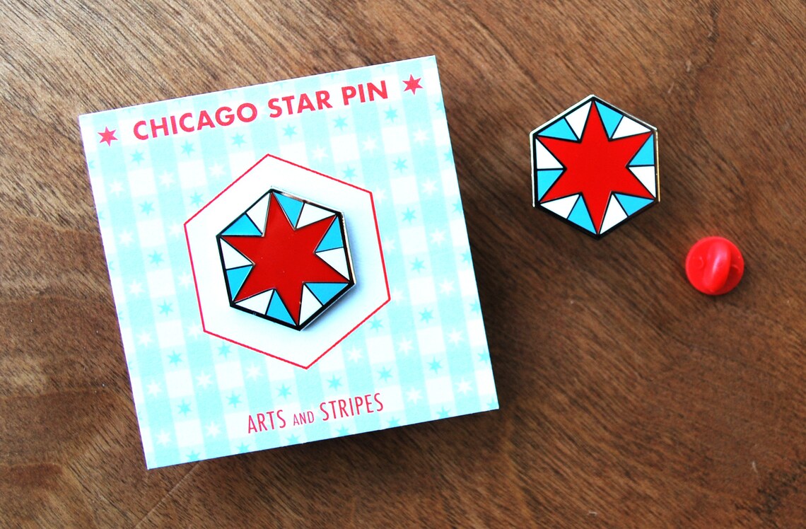 Chicago Star Hexagon Pin - Etsy