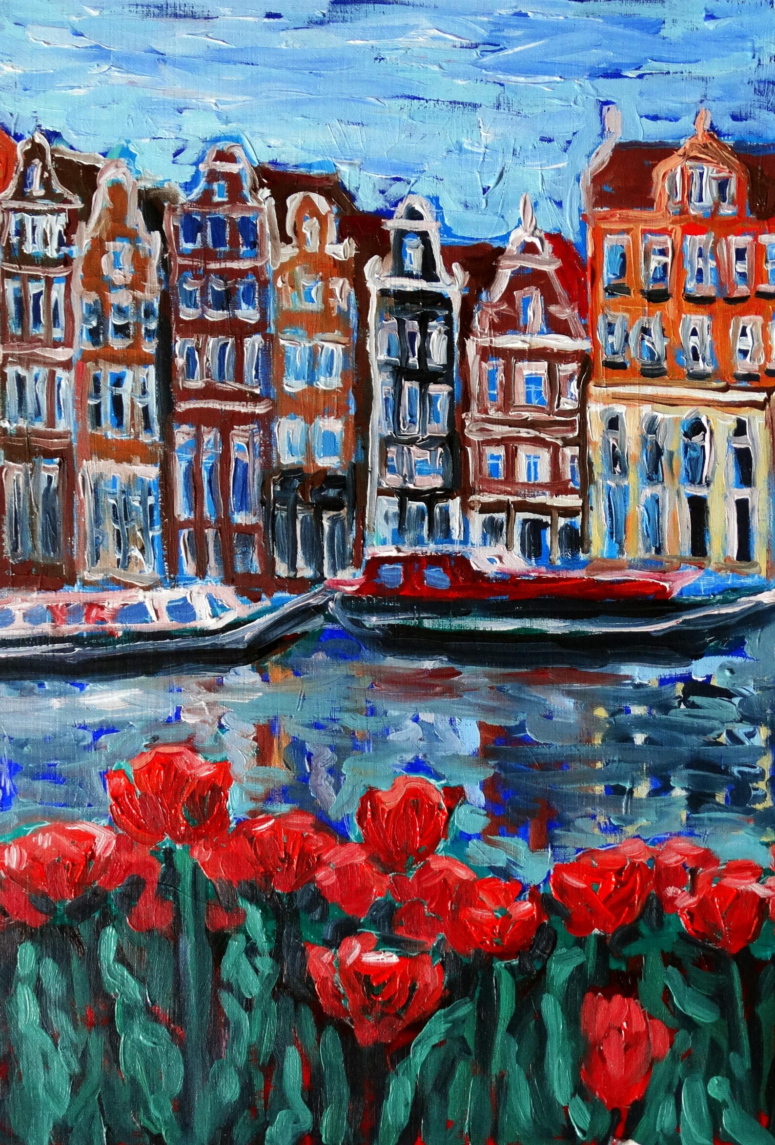 AMSTERDAM Painting Holland Wall Art Original Art European | Etsy