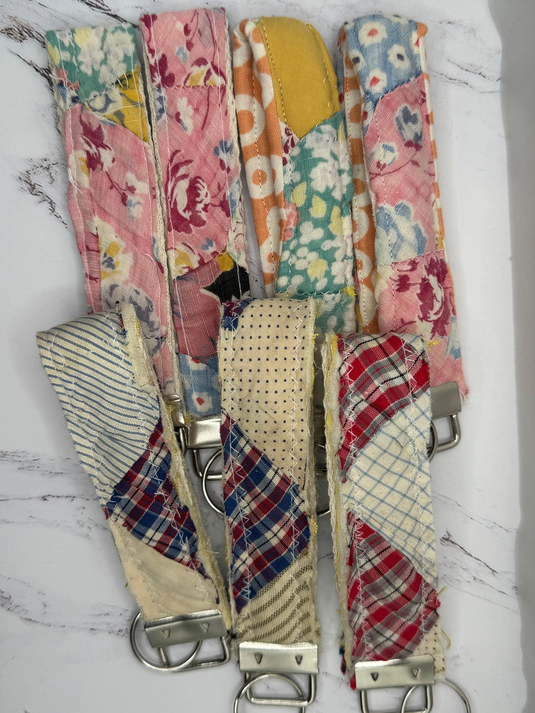 ONE Scrappy Vintage Quilt Keychain - Etsy