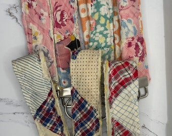 Vintage Quilt Keychain Heart Shape Key Fob Dresden Plate/patchwork ...