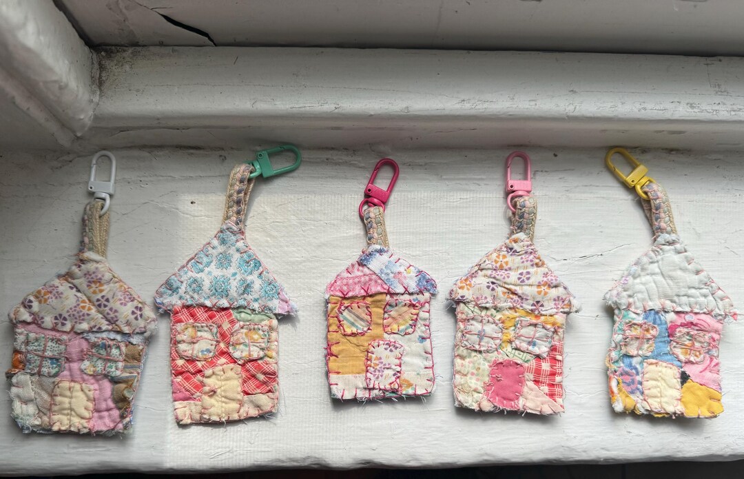 ONE Vintage Quilted House Key Chain - Etsy