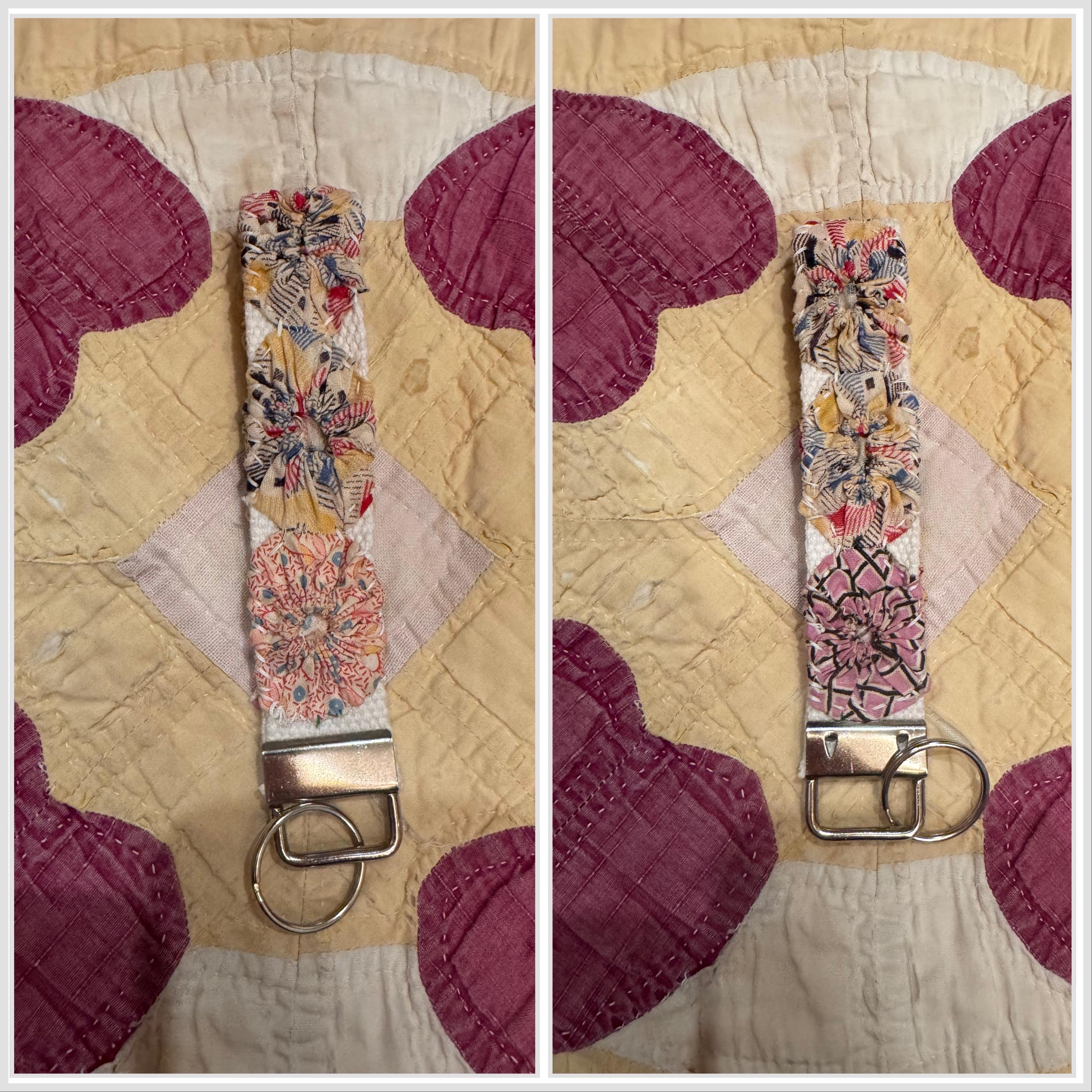 ONE Vintage Quilted Yo-yo Keychain - Etsy