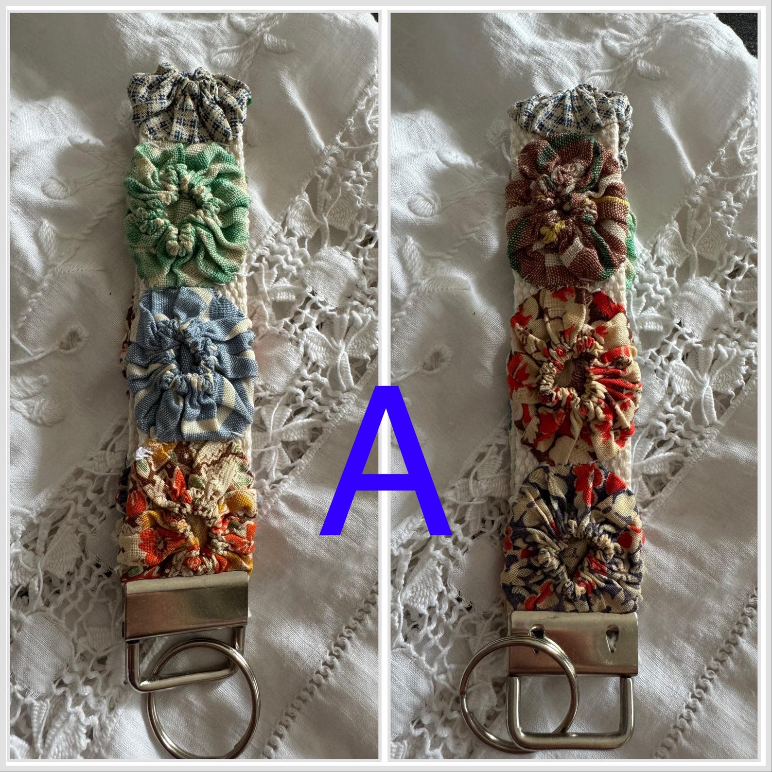 ONE Vintage Quilted Yo-yo Keychain - Etsy