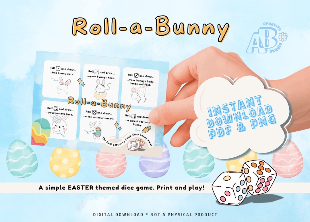 Easter-themed Dice Game for Kids | Roll-a-bunny Easter Game Digital ...