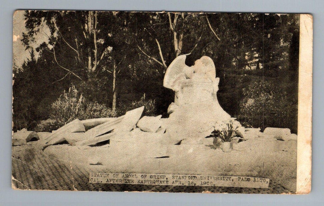 1906 Statue of Grief Stanford University Earthquake Damage Real Photo ...
