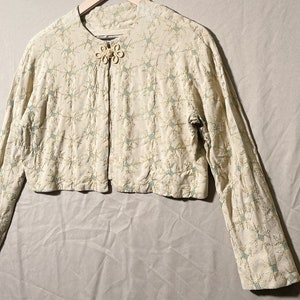 Repaired Vintage 1960s Ecru and Blue Theater Bed Jacket Womens Size ...