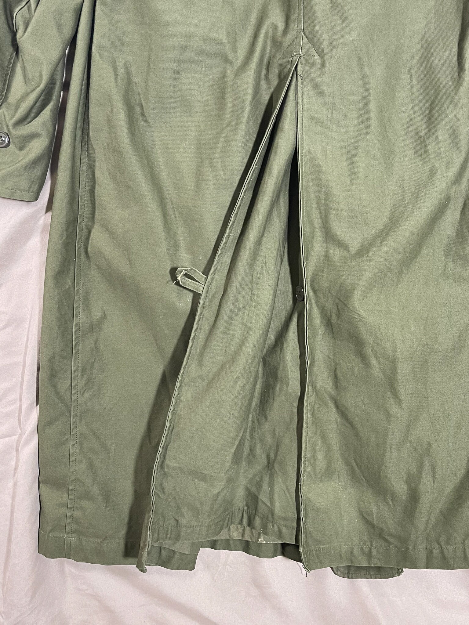 Vintage Repaired 1960s Khaki Green Military OG-107 Overcoat Trench Coat ...