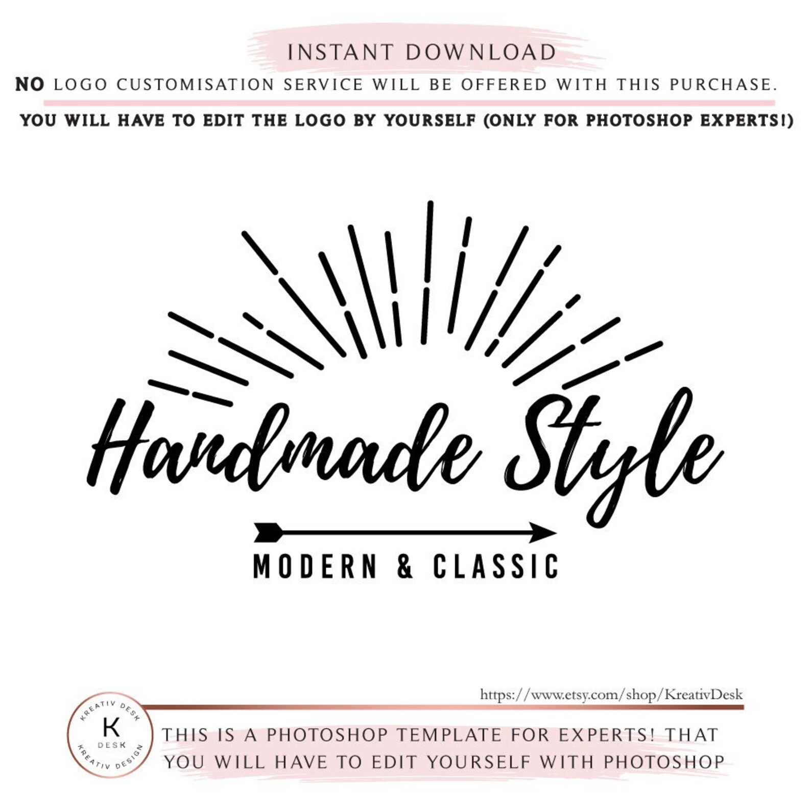 Ray Logo. Sun Ray Logo. Handmade Logo. Vintage Logo. Boutique Logo ...