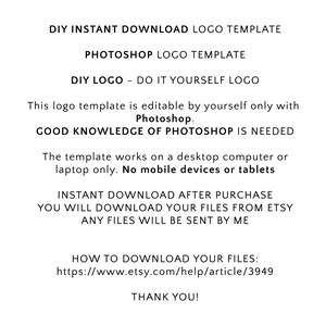 Instant Download Logo Design Edit Yourself, Logo, Watermark, Rose Gold ...