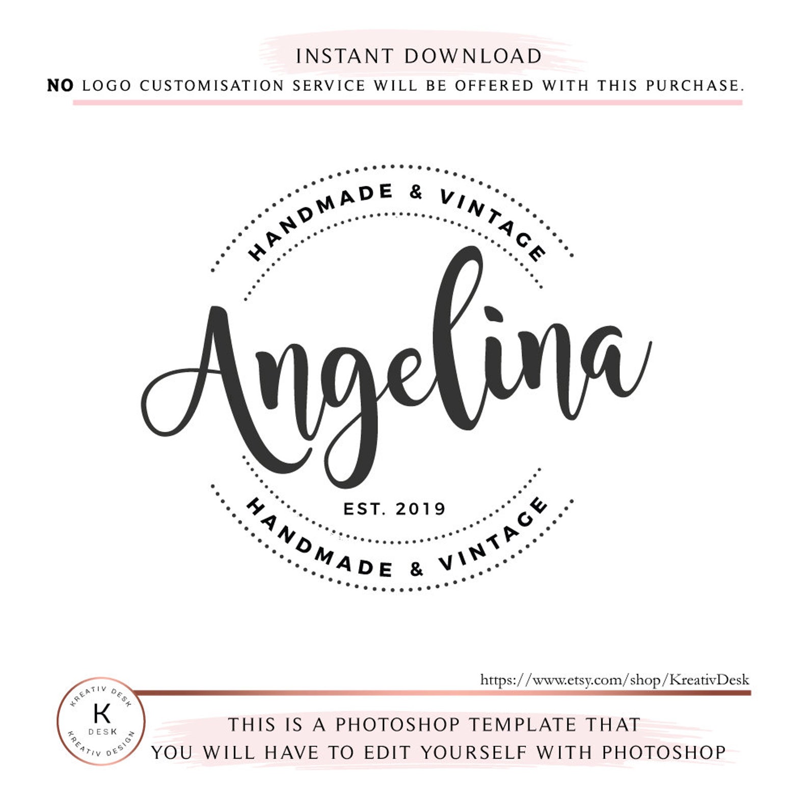 INSTANT DOWNLOAD. Stamp Round Circle Logo. Badge Logo. Minimal | Etsy