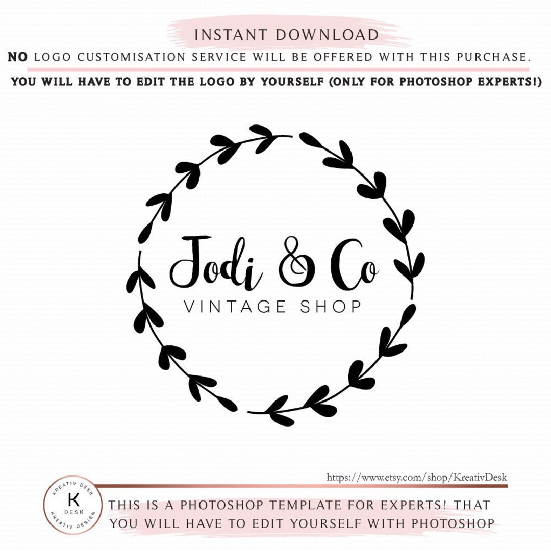 Wreath Logo Design. Floral Logo. Circle Logo. Round Logo. Boho Logo ...