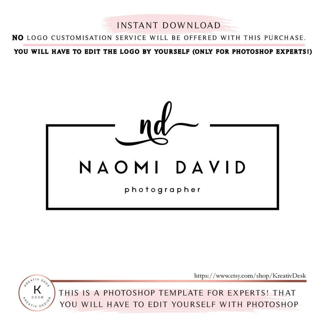 INSTANT DOWNLOAD Rectangle Photographer Geometric Initials Logo ...