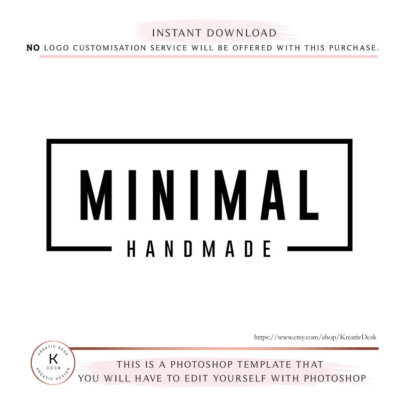 INSTANT DOWNLOAD Minimal Logo. Minimalist Logo. Simple Logo. | Etsy