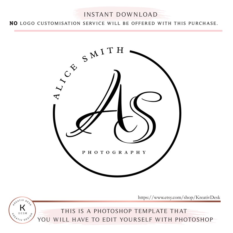 INSTANT DOWNLOAD LOGO, Do It Yourself Logo, Circle Business Logo ...