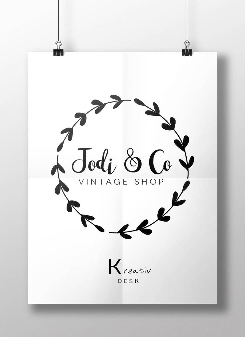 Wreath Logo Design. Floral Logo. Circle Logo. Round Logo. Boho | Etsy