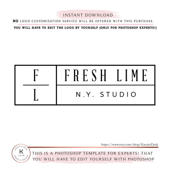 Minimal Signature Logo. DIY Logo. Rectangle Logo. Square Logo. | Etsy