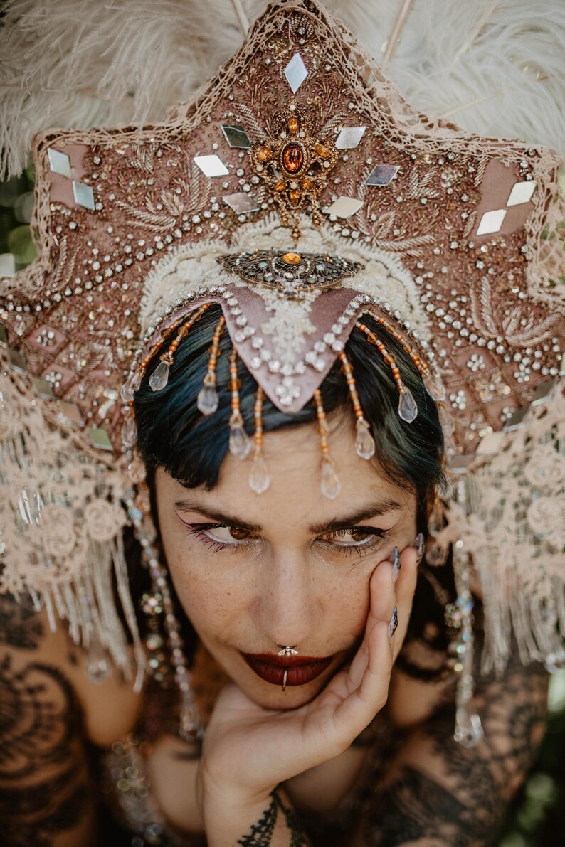 Upcycled Fan Feather Kokoshnik Showgirl Headdress, Sample for Custom ...