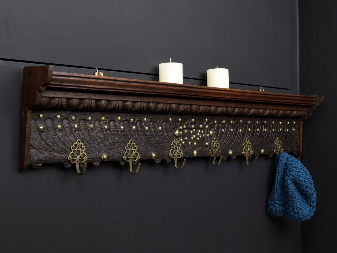 Antique Wall Mounted Coat Rack | Entryway Coat Rack With Shelf ...