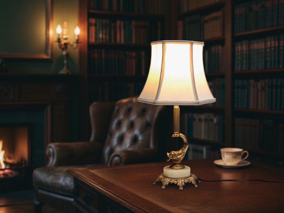 Ornate Brass Fish Table Lamp, Mid-century Modern Bedside Lighting - Etsy