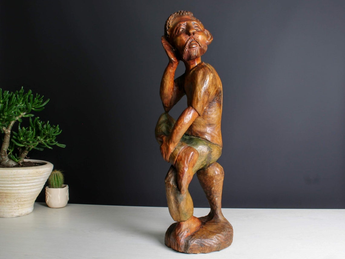 Hand Carved Wood-african Statue-wood Figurine-african Tribal - Etsy