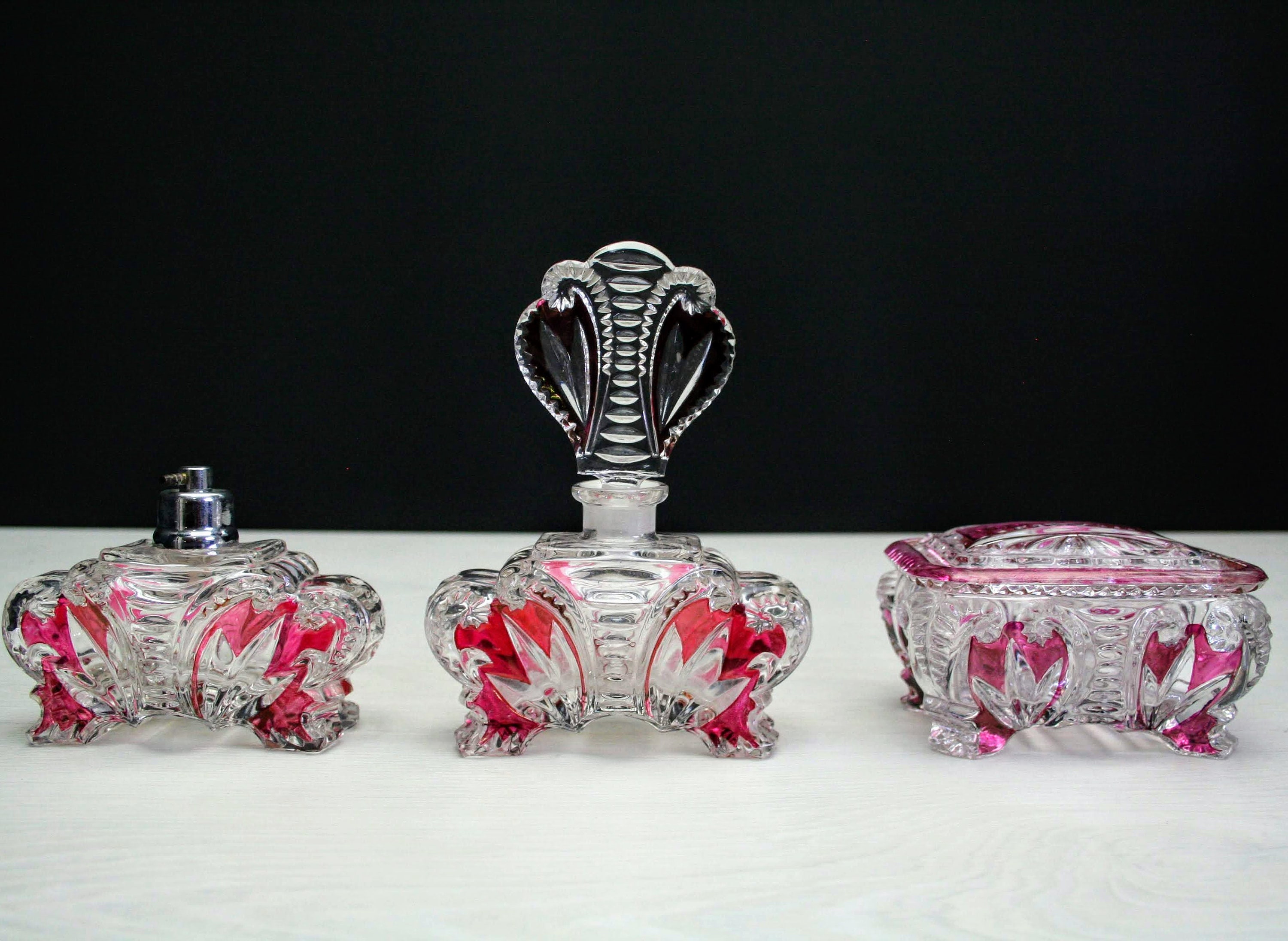 European-antique Vanity Set-perfume Bottle-glass Jewelry Box-unique ...