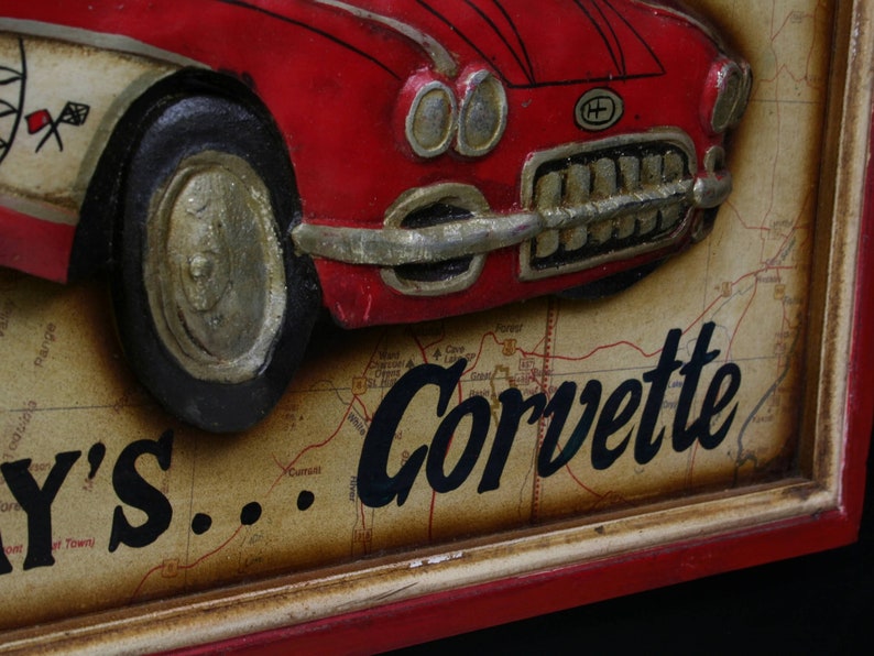 Vintage Sign-corvette Sign-wood Sign-man Cave Decor-car - Etsy