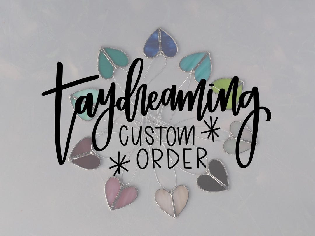 CUSTOM ORDER - ALICE, Stained Glass Heart Ornaments, Rearview Mirror ...