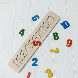 Numbers Puzzle Montessori Wooden Toy Puzzle of Numbers Baby Toddler ...