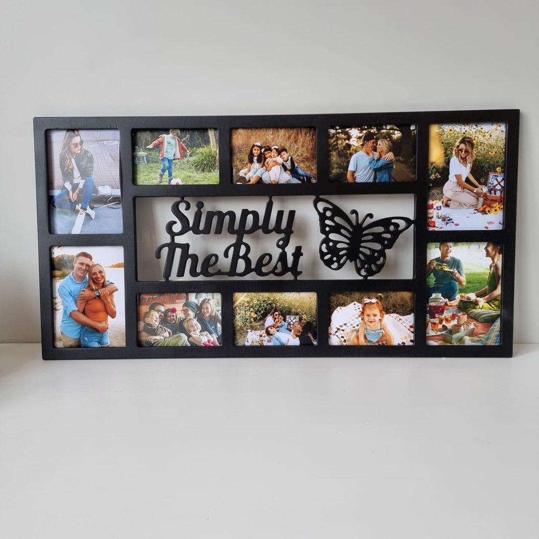 Black Personalized Text Picture Frame, Multi Photos Collage, Couple ...
