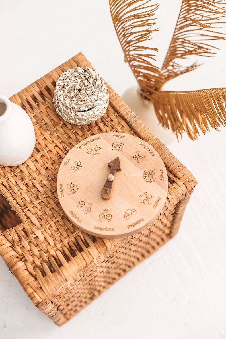 Wood Emotion and Feelings Wheel Kids Learn 10 Different - Etsy