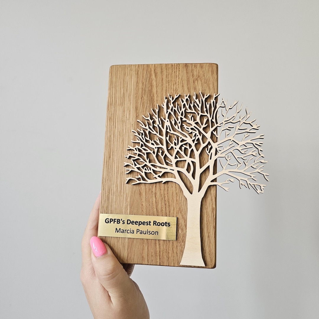 Appreciation Trophy - Wooden Tree Form Award, Personalized Engraved ...