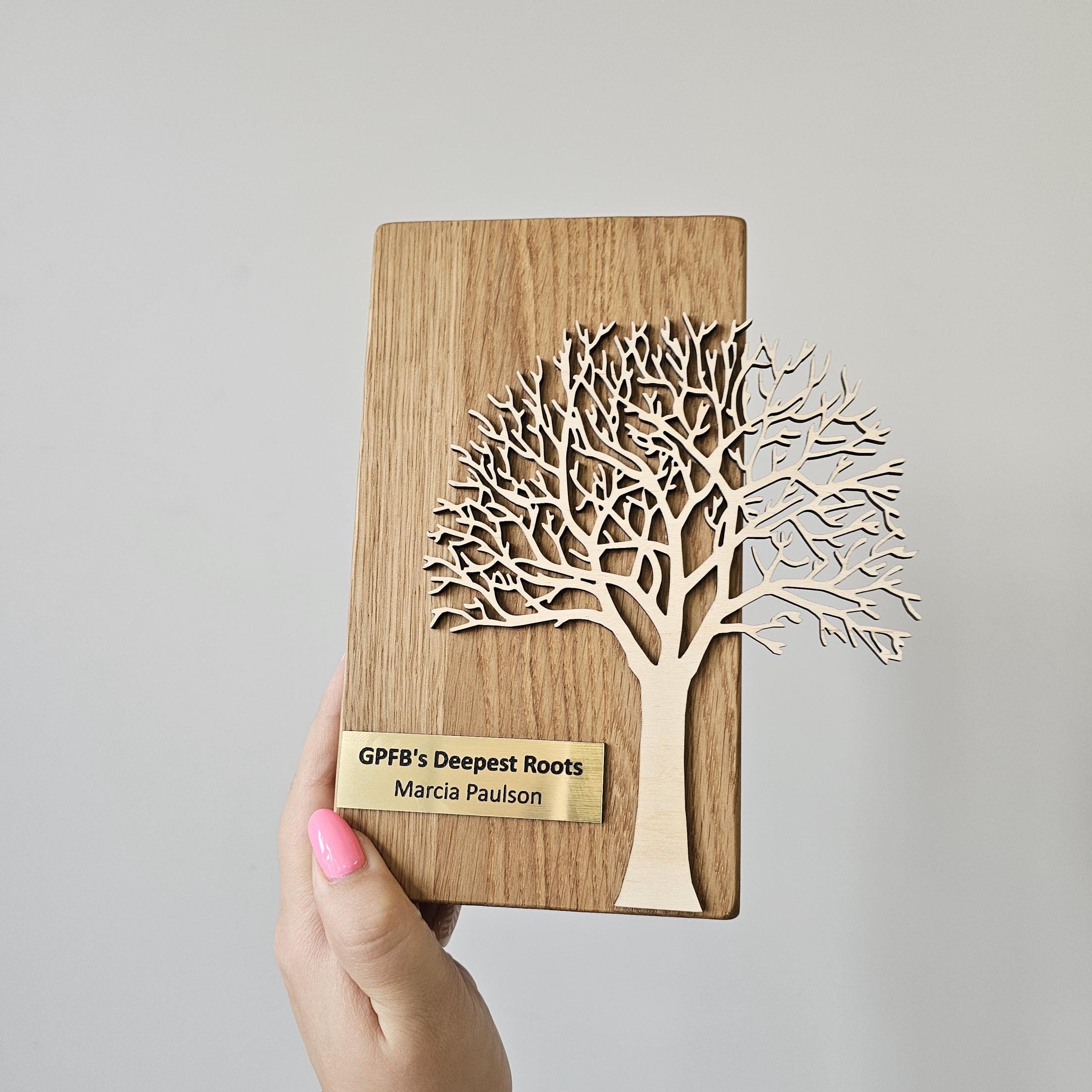 Appreciation Trophy - Wooden Tree Form Award, Personalized Engraved ...