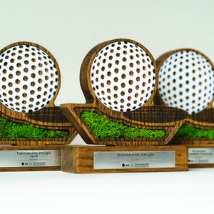 Wooden Golf Trophy - Award With Personalized Engraving, Elegant Golf ...
