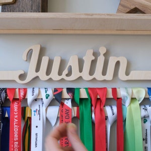 Personalized Trophy Shelf and Medal Holder - Custom Medal Hanger With ...