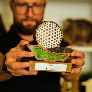 Wooden Golf Trophy - Award With Personalized Engraving, Elegant Golf ...