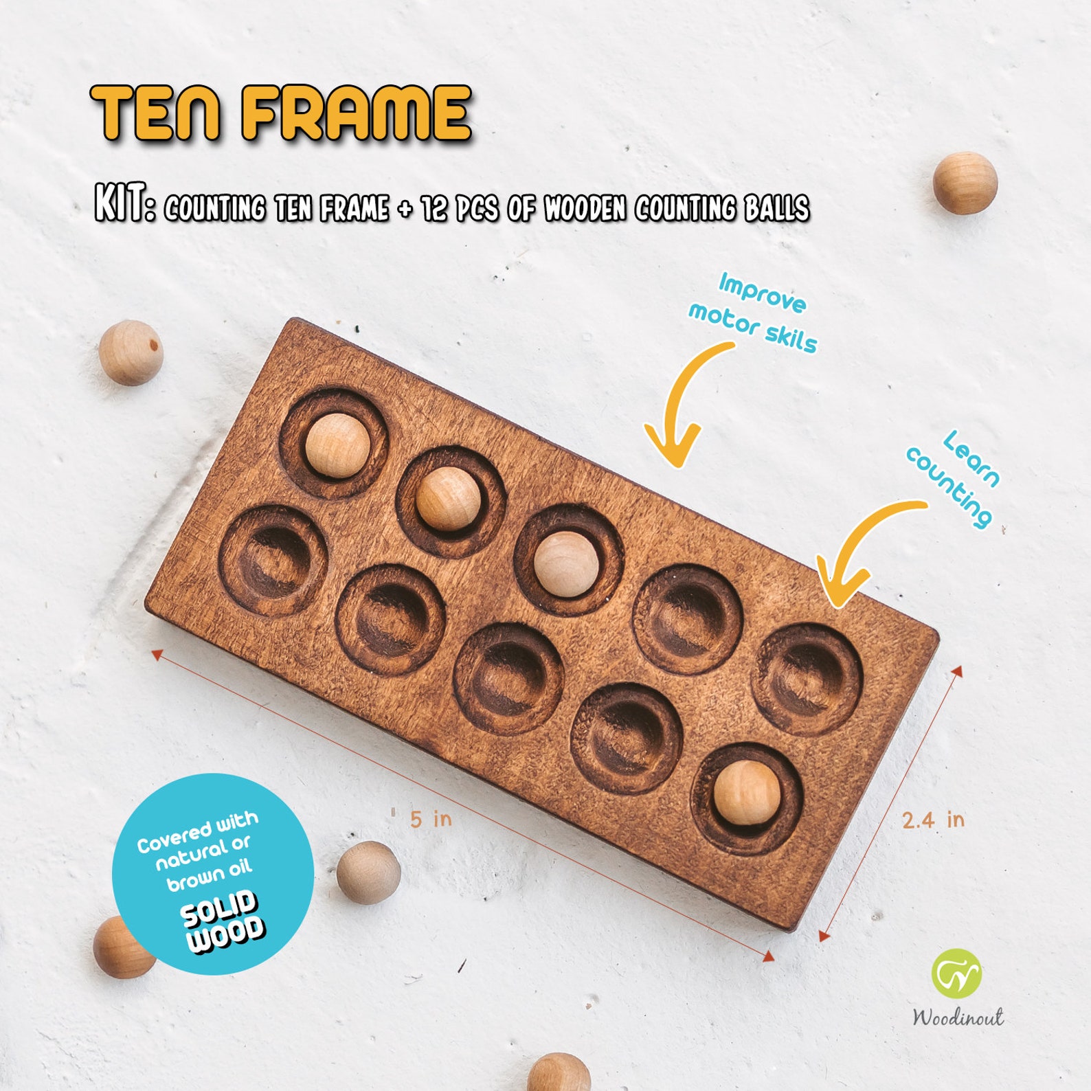 Wooden Ten Frame Kids Learning Montessori Numbers and - Etsy