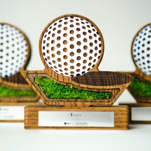 Wooden Golf Trophy - Award With Personalized Engraving, Elegant Golf ...