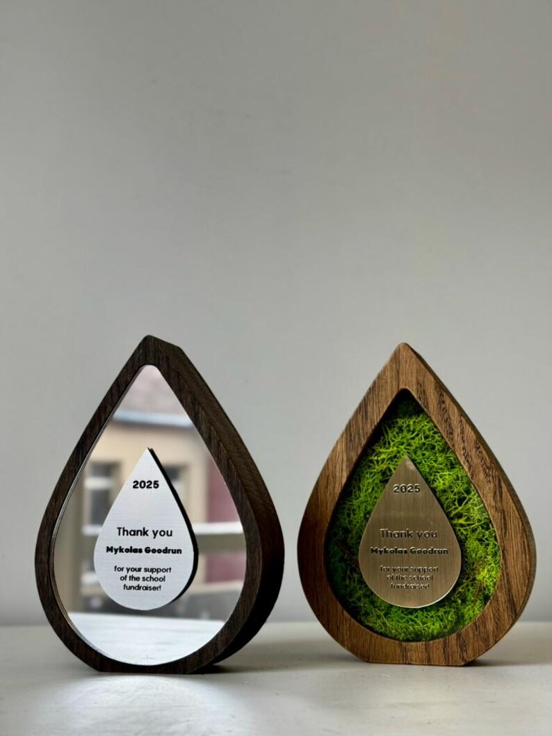 Customizable Drop-shaped Wooden Award Trophy, Unique Stylish Piece - Etsy