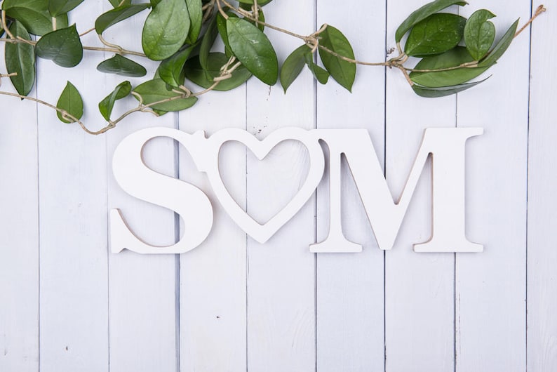 Personalized Wooden Letters - Couples Initials With Heart - Valentines ...