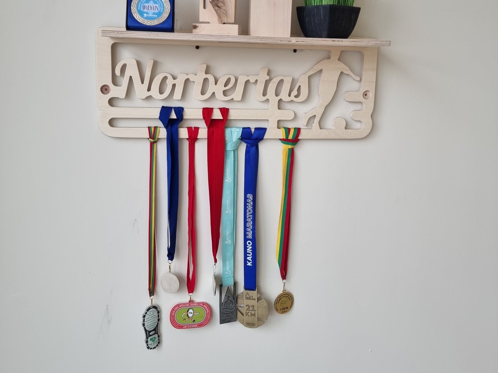Personalized Medal Display Hanger With Shelf, Sports Trophy Rack - Etsy